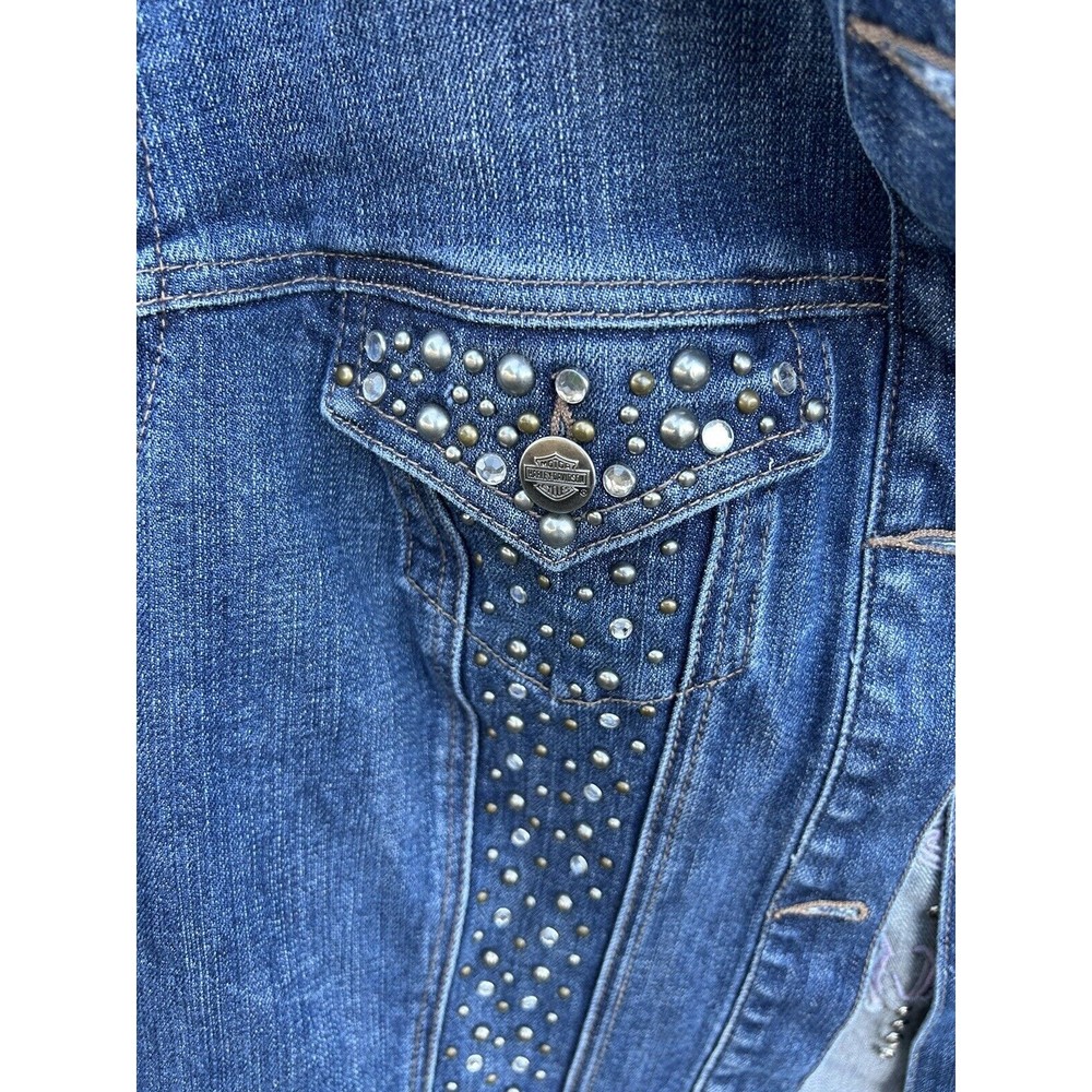 Harley-Davidson Women’s Denim Jacket Rhinestones Purp… - Gem